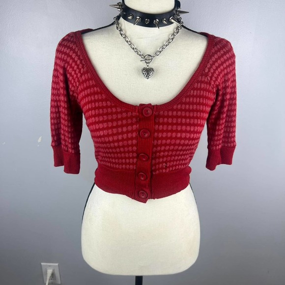 Other | Sweaters | Y2k Red Cropped Cardigan I | Poshmark